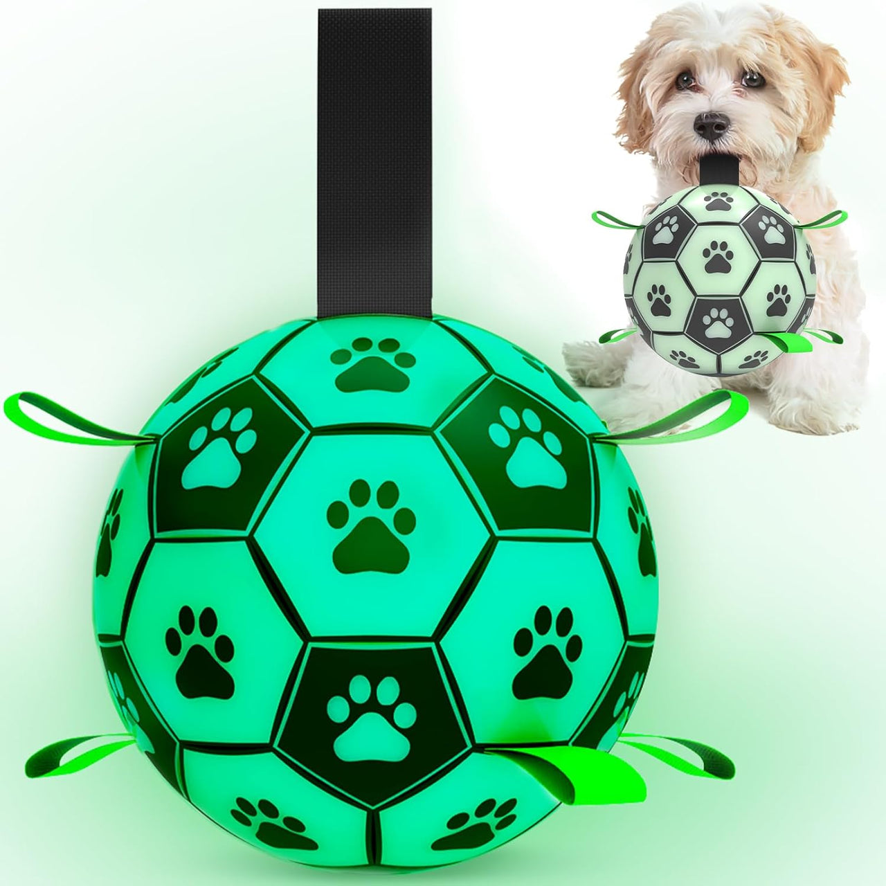 Glow in the Dark Dog Ball with Straps – Interactive Fetch Toy | Pets Villa